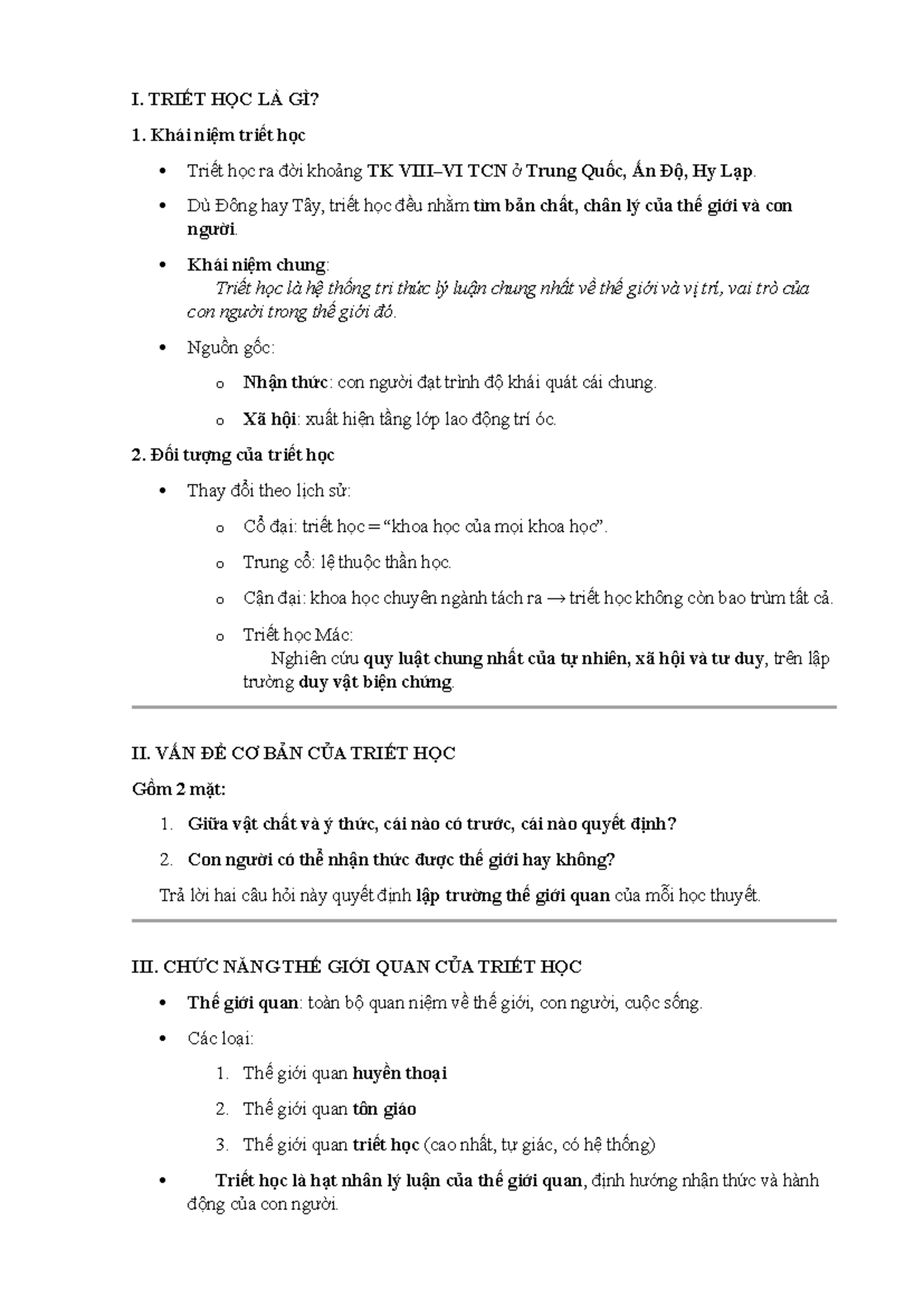 Triết Học: Khái Niệm, Vấn Đề Cơ Bản và Các Trường Phái - Studocu