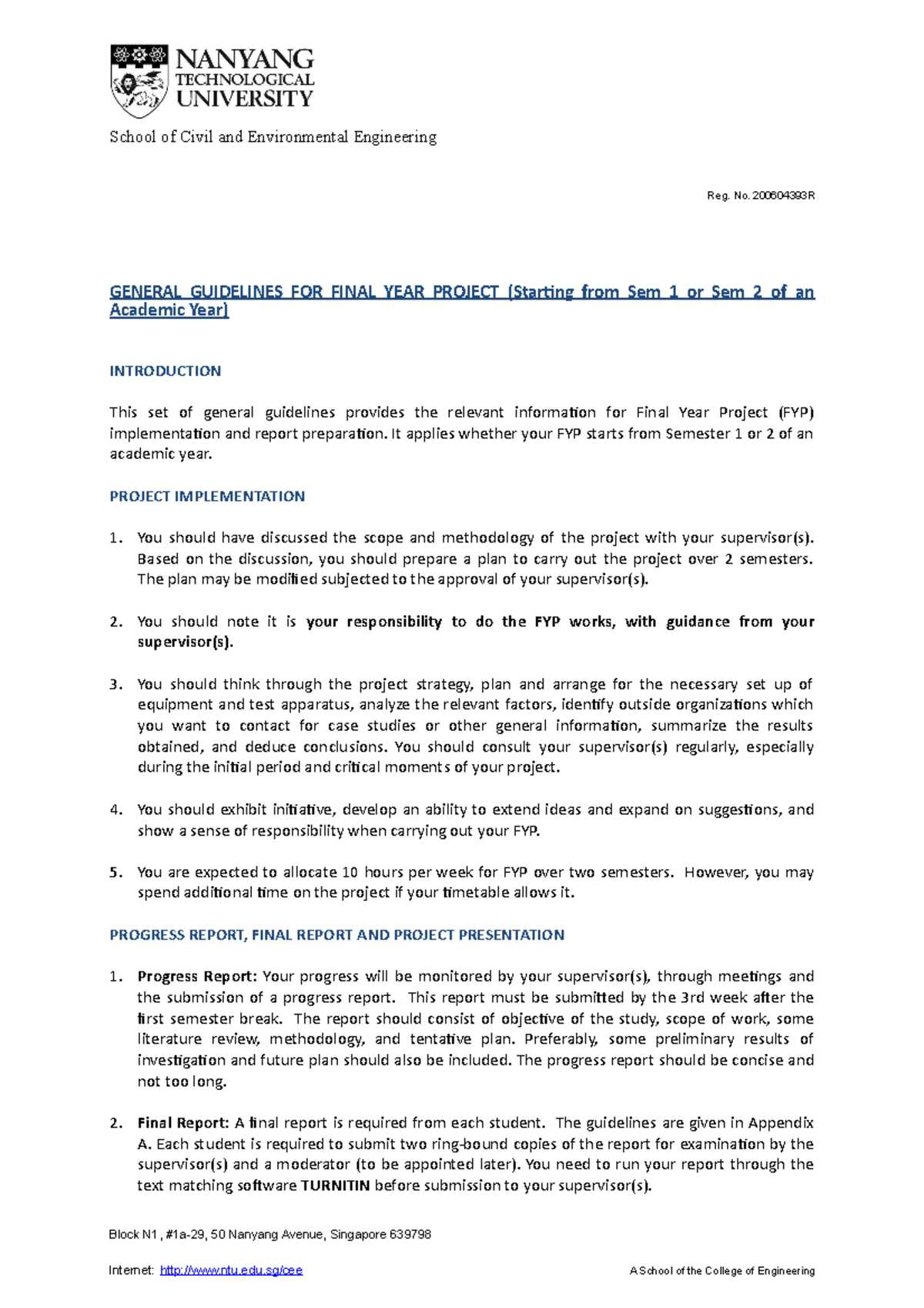 FYP Guidelines for Civil & Environmental Engineering (Sem 1 & 2) - Studocu