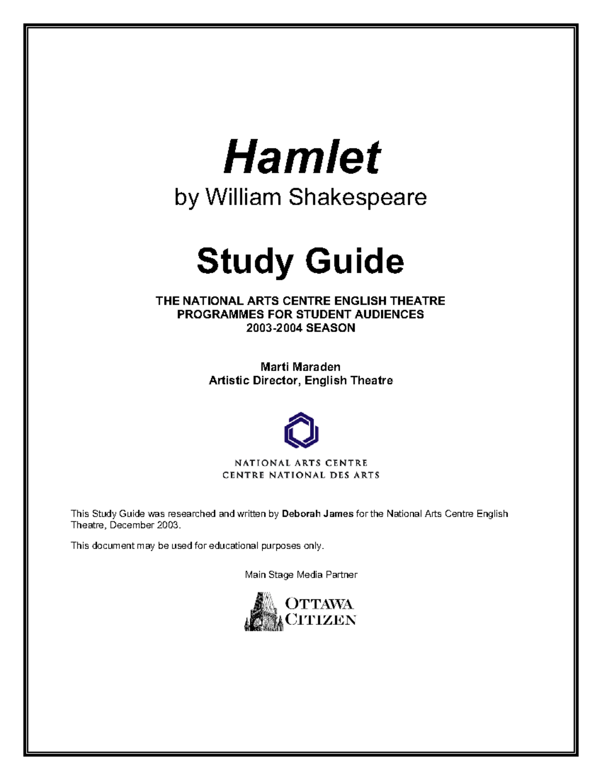 Hamlet guide. Block III: Shakespeare: Hamlet - Hamlet by William ...