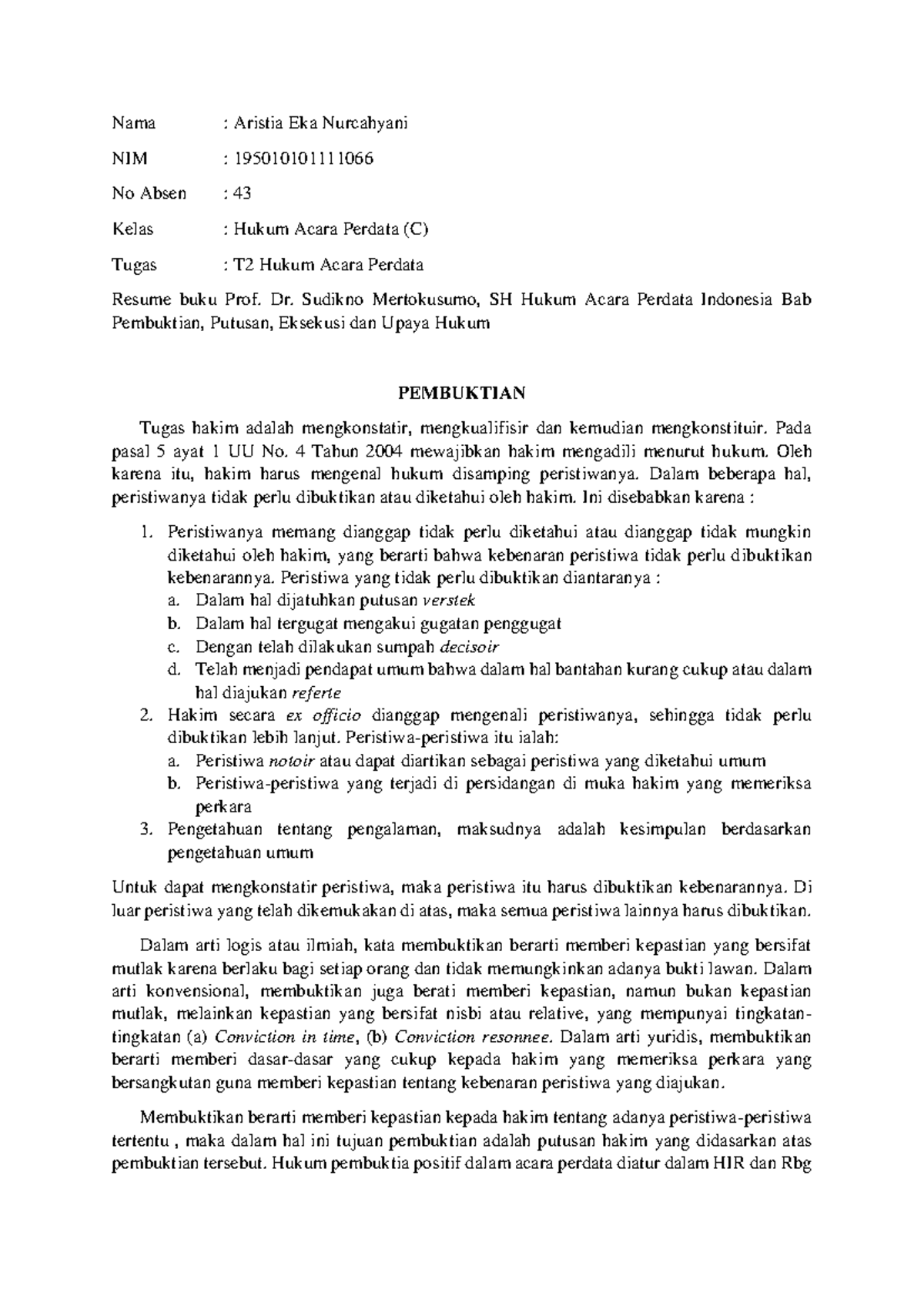 Resume Buku Hukum Acara Perdata Indonesia - Prof. Dr. Sudikno ...