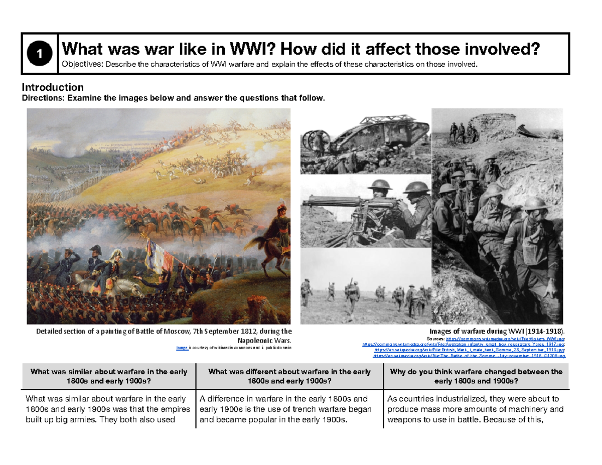 WWI Warfare Insights: Characteristics, Effects, and Changes - Studocu