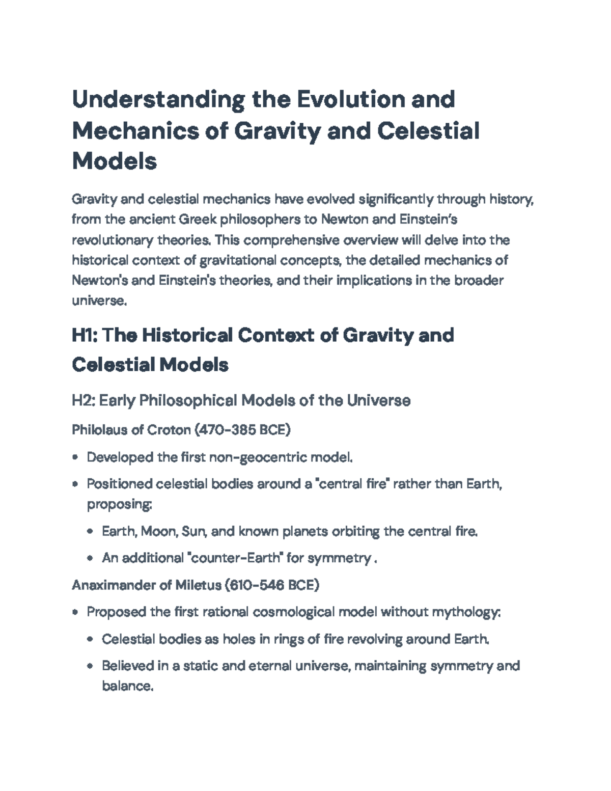 Evolution of Gravity: From Ancient Models to Newton & Einstein's ...