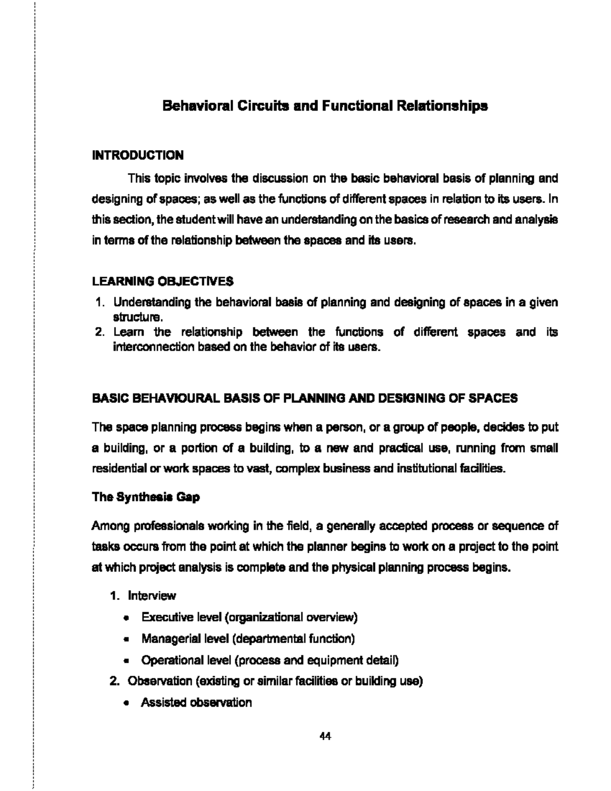 Behavioral Circuits & Functional Relationships: Design Planning ...