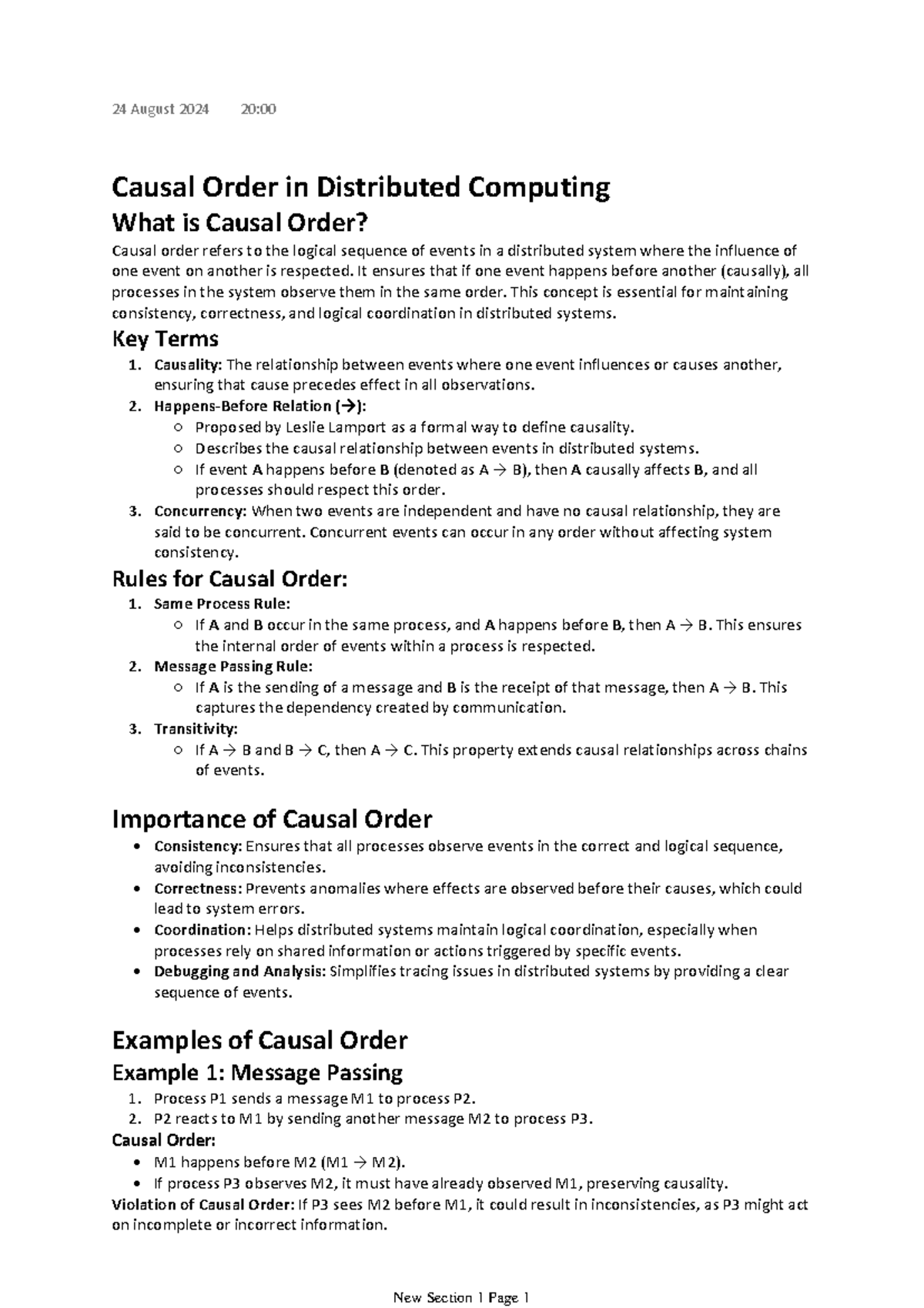 Causal Order in Distributed Computing: Maintaining Sequence ...