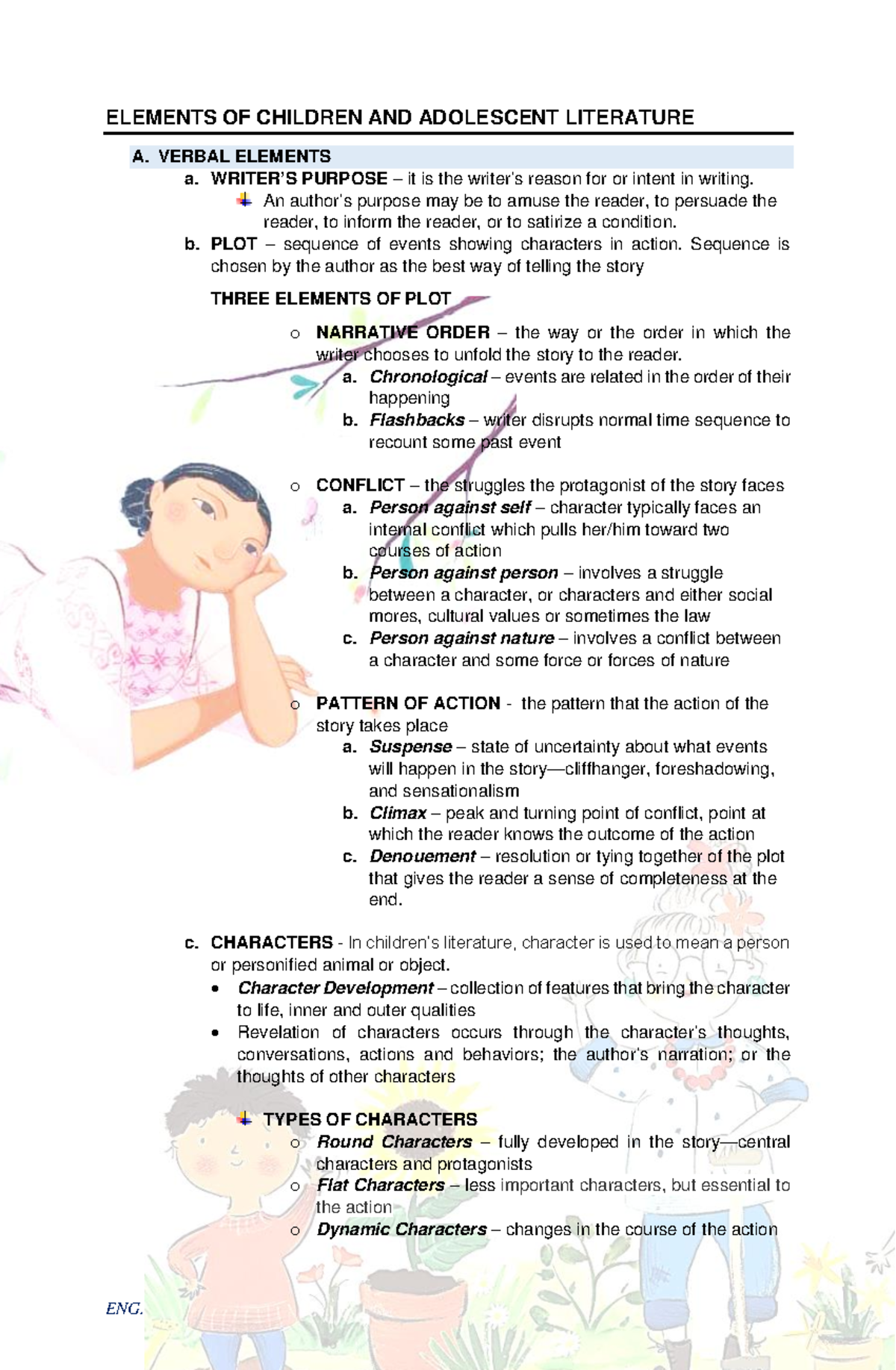 An Analysis of Elements in Children & Adolescent Literature - Studocu