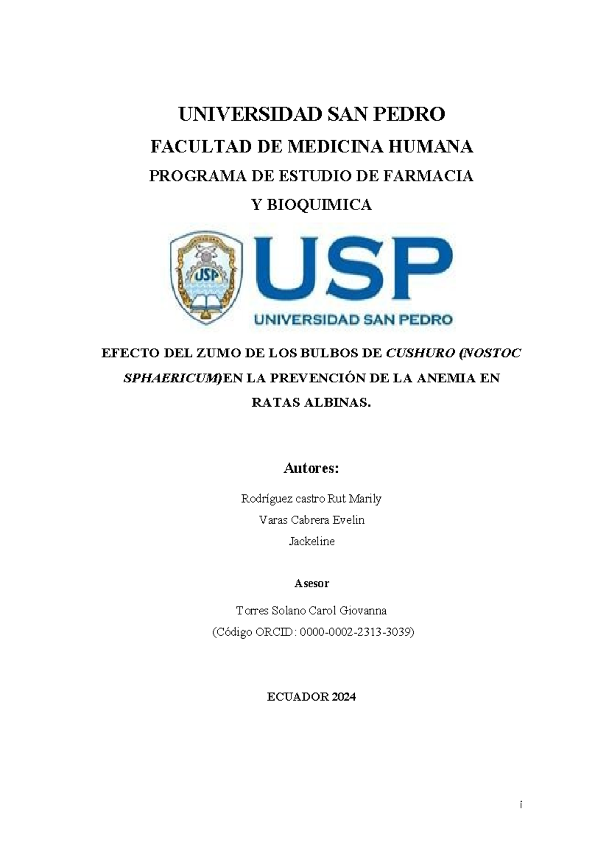 Efecto Antianémico del Zumo de Cushuro (Nostoc sphaericum) en Ratas ...