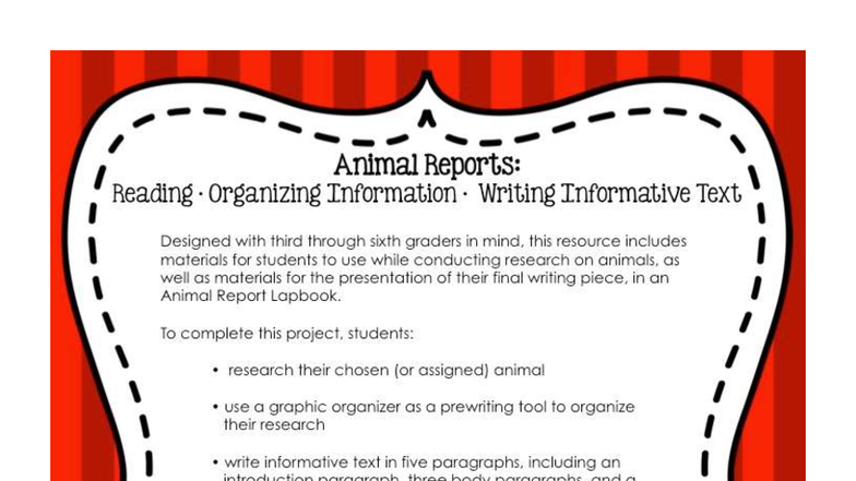 Animal Report Lapbook Project for Grades 3-6: Research & Writing Guide ...