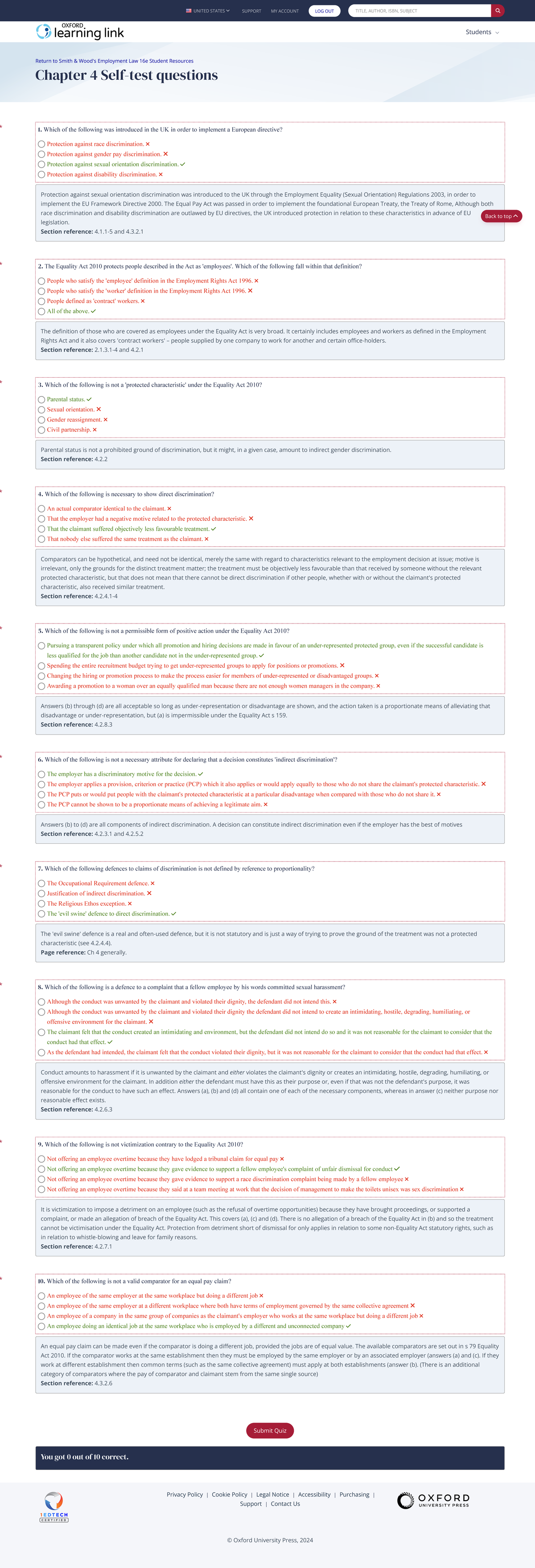 Chapter 4 Self-Test Questions - Smith & Wood's Employment Law 16e - Studocu