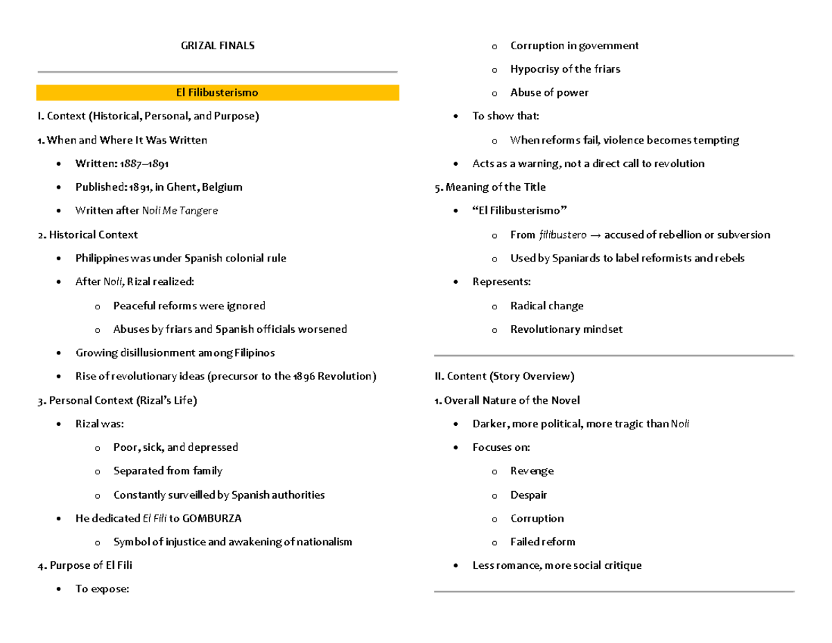 GRIZAL FINALS: El Filibusterismo, Indolence, & Young Women of Malolos ...