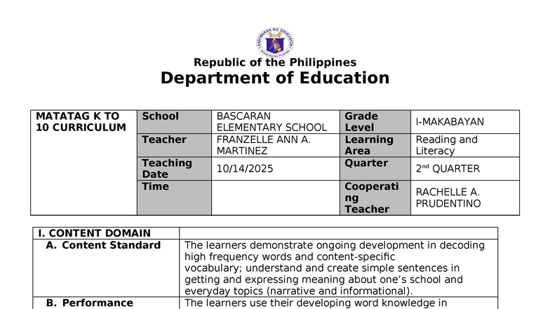 Lesson Plan: I-MAKABAYAN 2nd Quarter with Indicators and Annotations ...