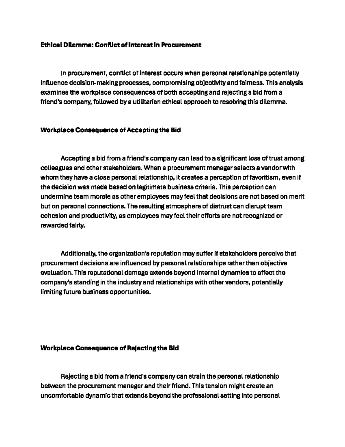 Ethical Dilemma: Conflict of Interest in Procurement (WGU Task 1) - Studocu