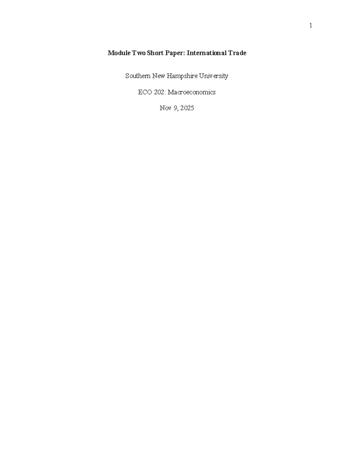 ECO 202 Module Two Short Paper: Dynamics of International Trade - Studocu