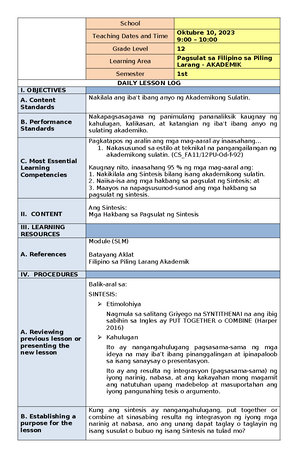 DLP Template 2024-2025: Lesson Plan for Grades 1-12 - Studocu