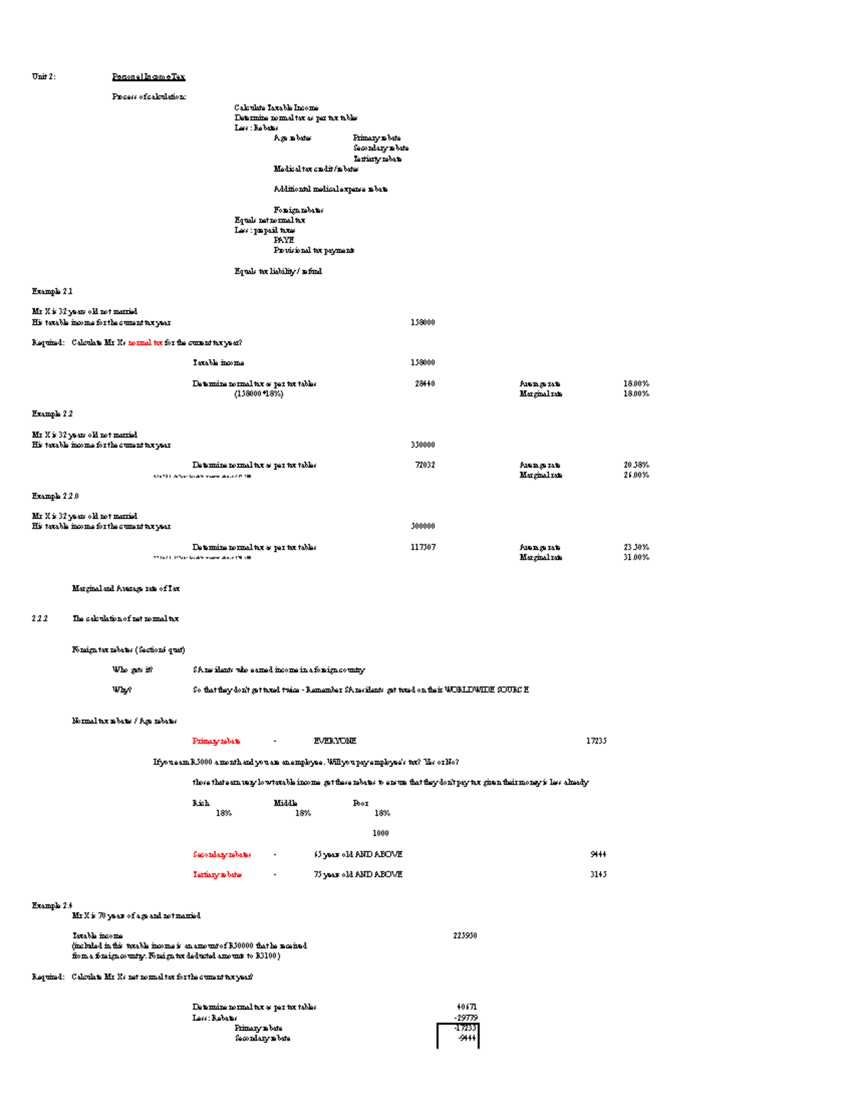 Unit 2: Taxation Calculations on Personal Income Tax Process - Studocu