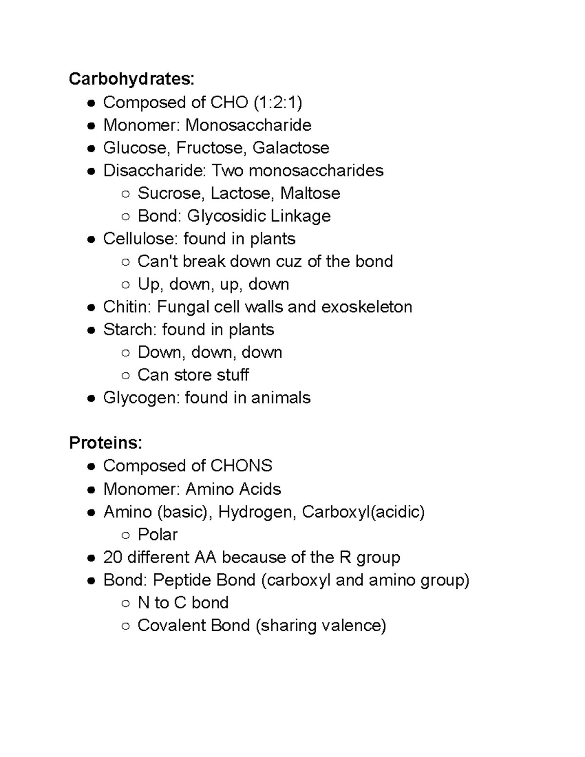 AP Biology Unit 1 Study: Carbohydrates, Proteins, and Lipids Overview ...