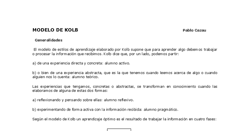 Modelo de Estilos de Aprendizaje según Kolb - Generalidades y ...