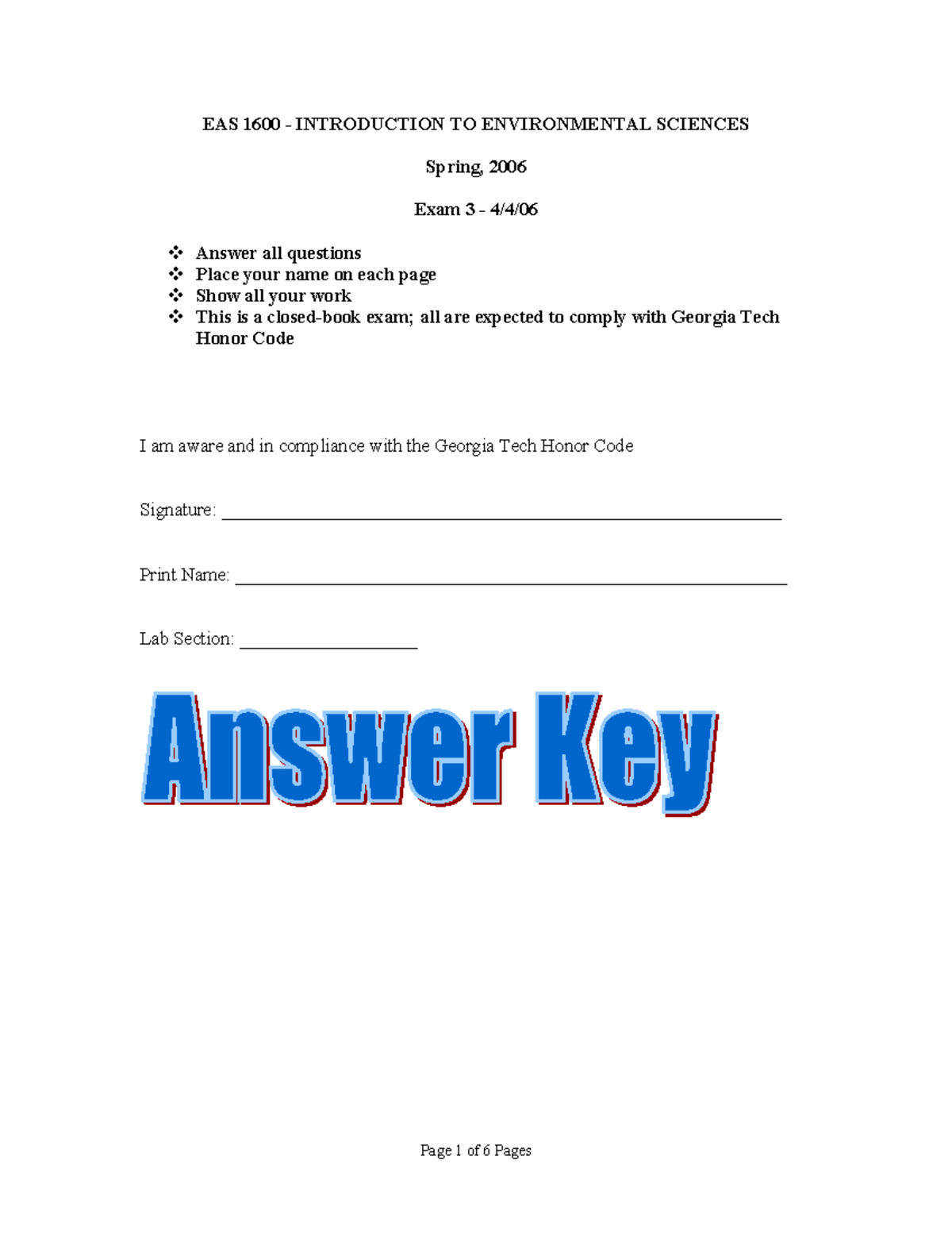 EAS 1600 Introduction to Environmental Sciences Exam 3 - Studocu