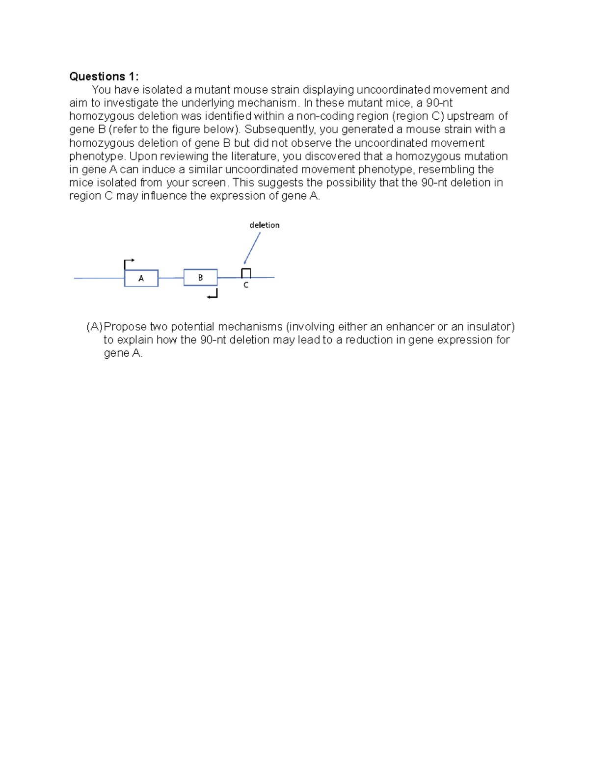 Genetics P-Set 6: Mechanisms Impacting Gene Expression & Development ...
