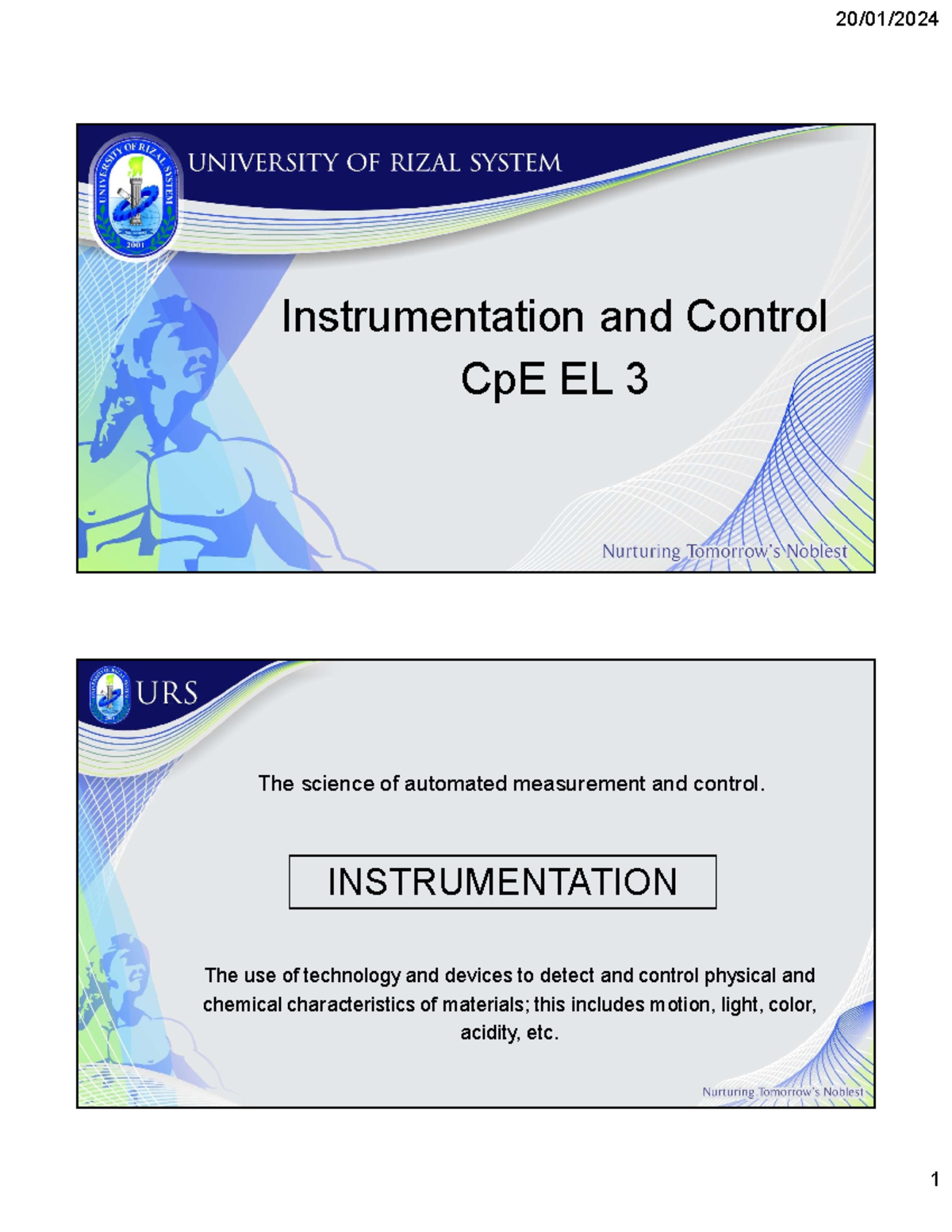 EL 3 - PPT Reviewer - QUIZ - Instrumentation and Control CpE EL 3 1/20 ...