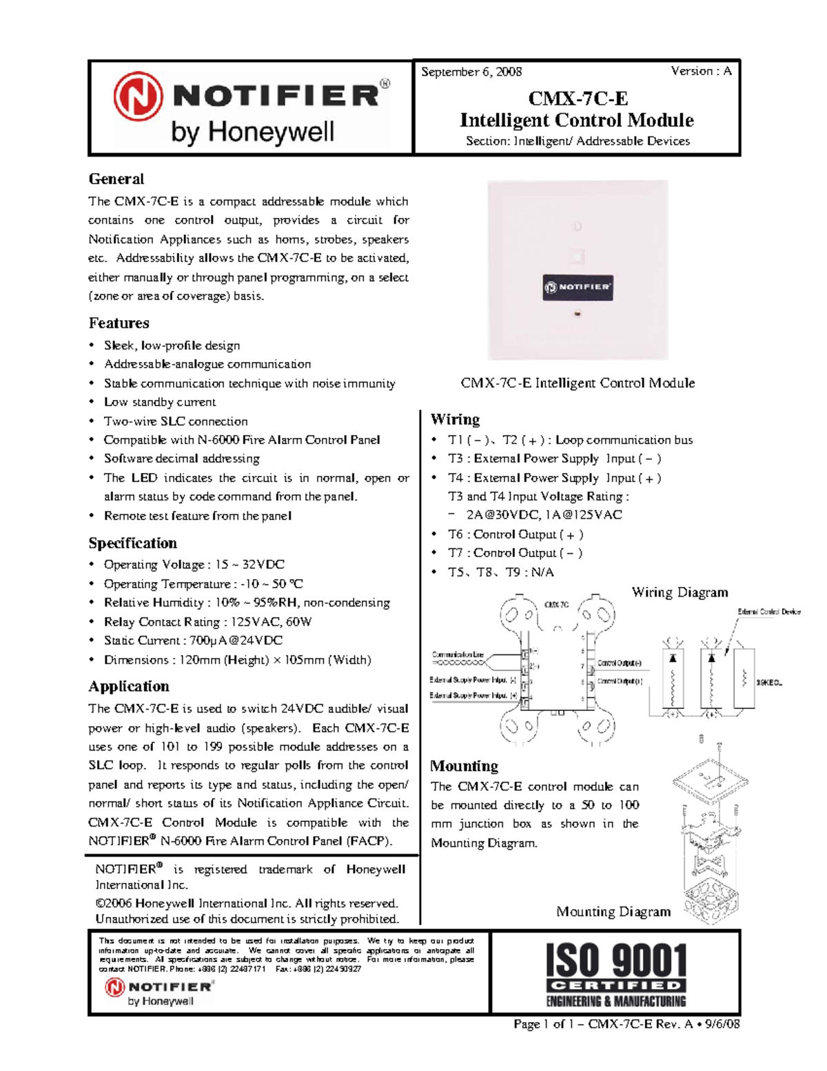 CMX-7C-E - fire - Page 1 of 1 – CMX-7C-E Rev. A • 9/6/ CMX-7C-E ...