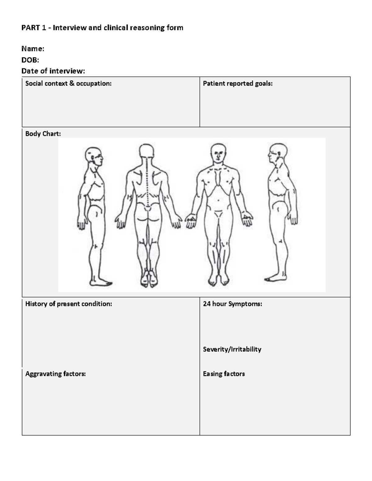 2022 MSK Clinical Reasoning Proforma: Interview & Treatment Planning ...