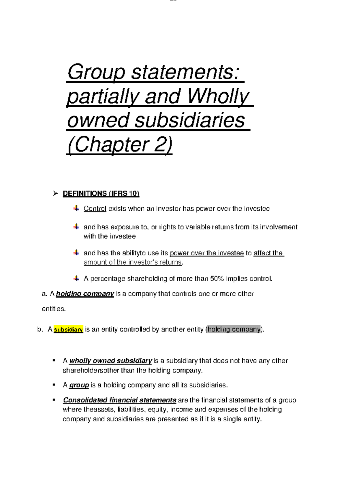 Chapter 2 Notes - Summary of Group Statements in Financial Accounting ...