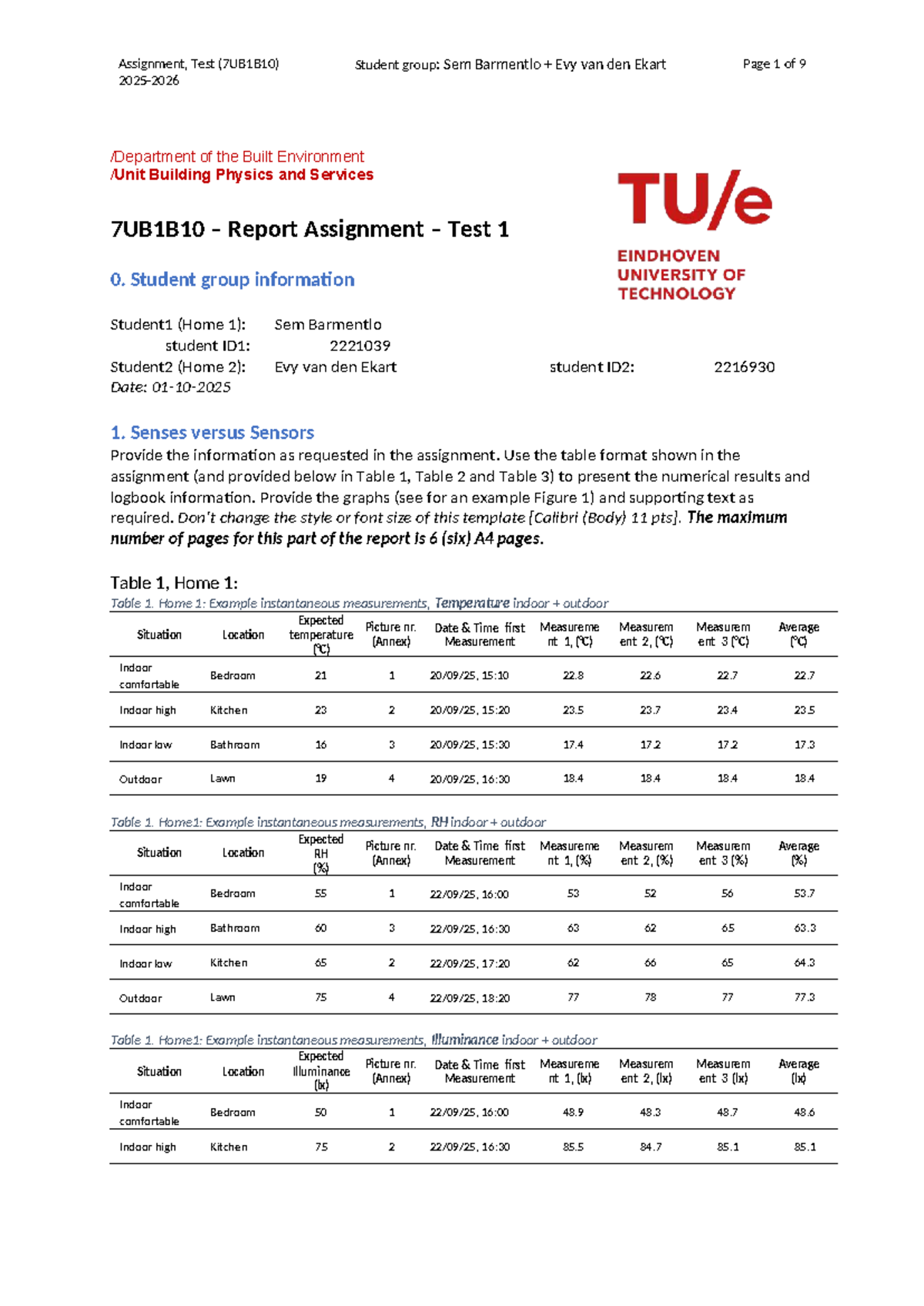 Assignment Report: Built Environment Building Physics & Services ...