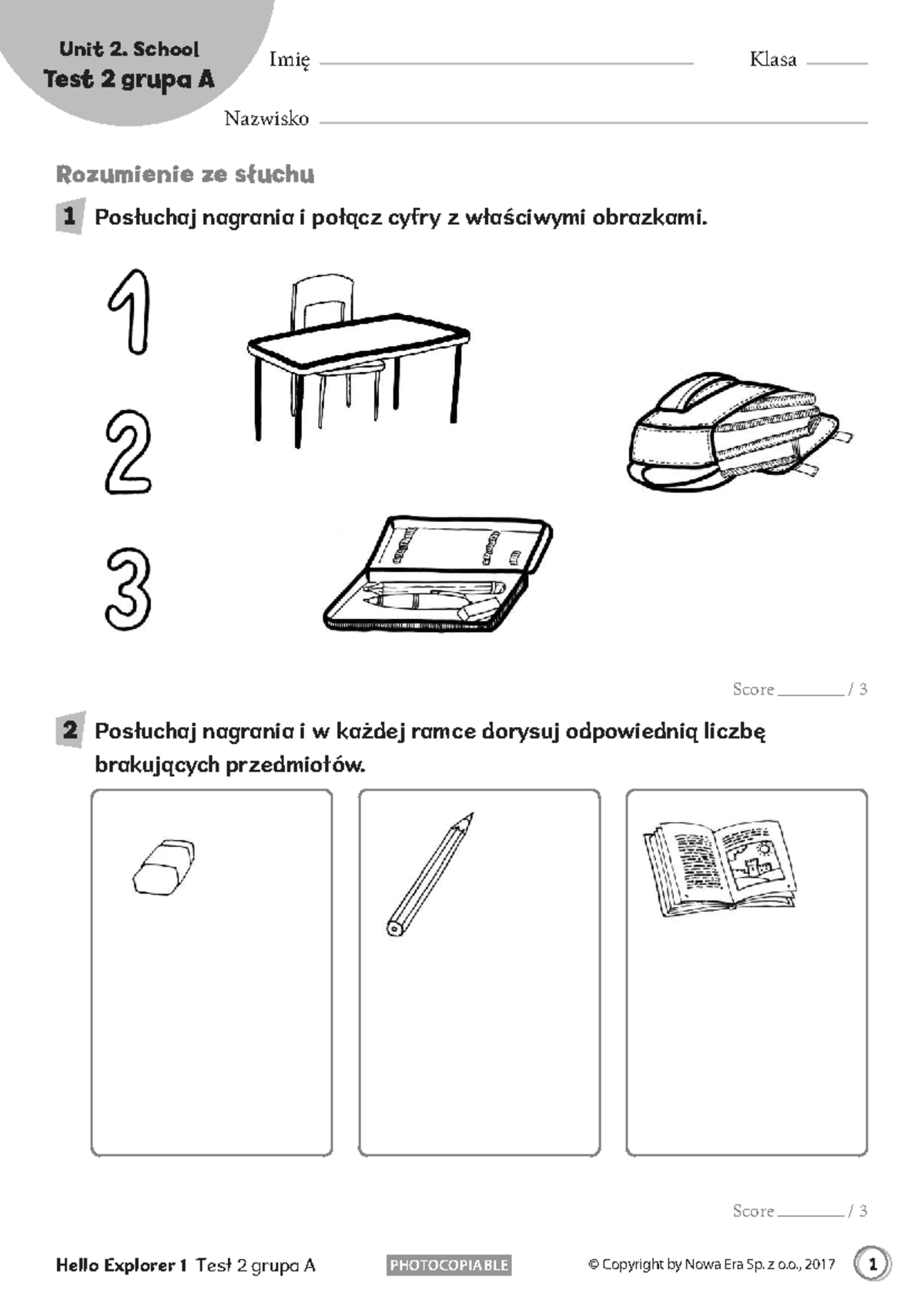 Hello Explorer 1 Unit 2 School Test 2 for Groups A & B - Studocu