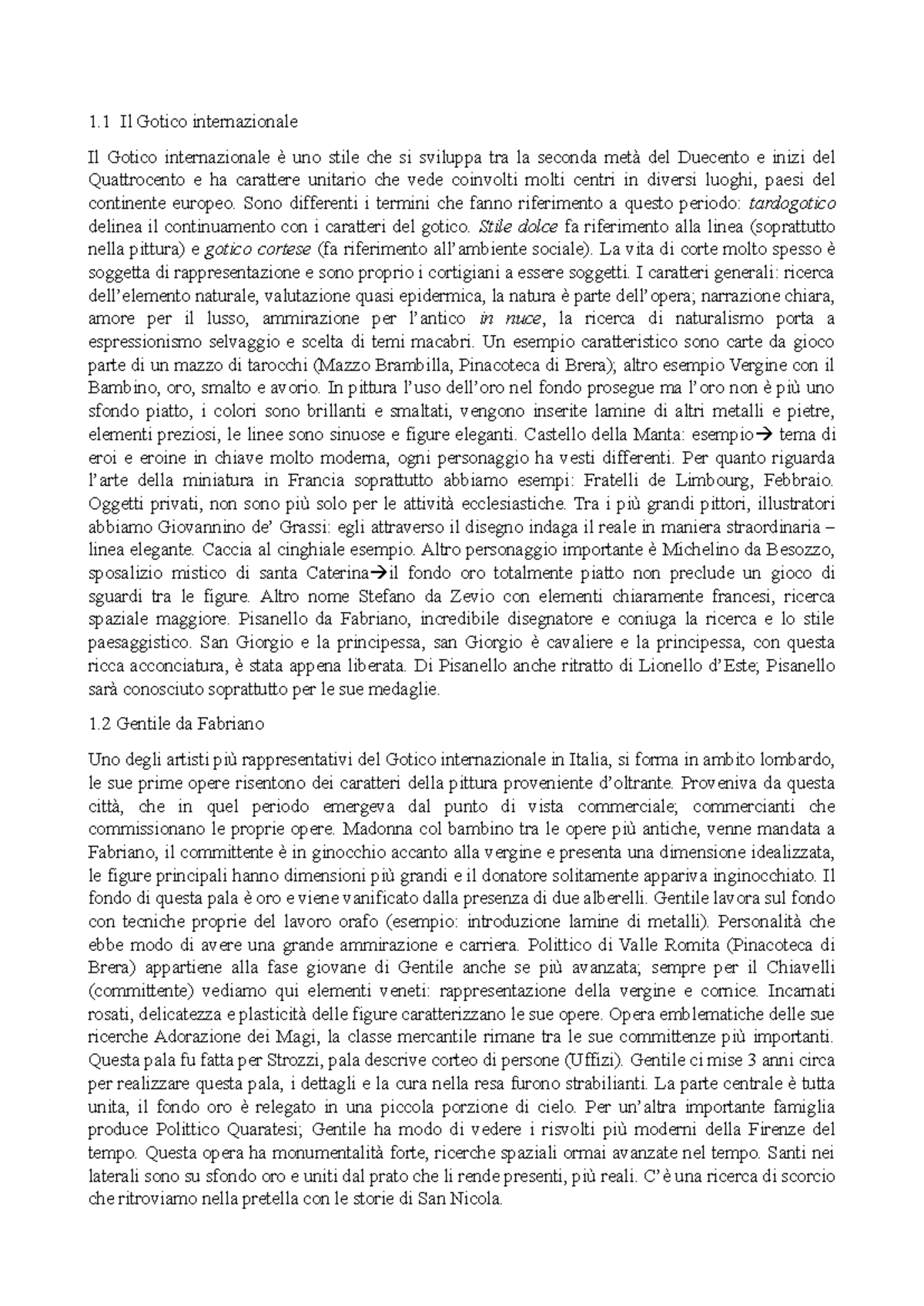 Il Gotico Internazionale: Storia e Caratteristiche (ARTE 101) - Studocu