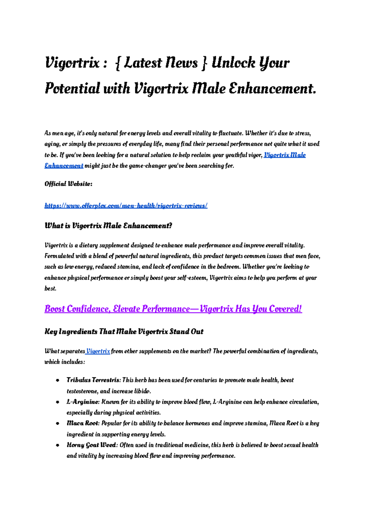 Vigortrix { Latest News } Unlock Your Potential with Vigortrix Male ...