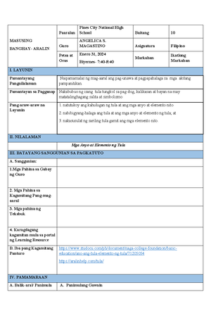 CO Lesson PLAN EPP 4 Industrial ARTS Sketching 1 - Republic of the Philippines Department of ...