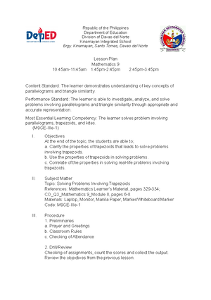 Banghay Aralin sa ESP 6 - ESP 6 Lesson Plan - Republic of the Philippines Department of ...