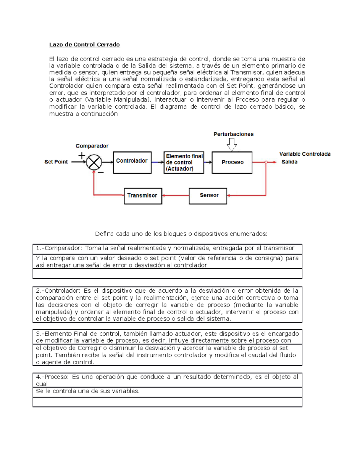 Lazo de Control Cerrado: Conceptos y Funcionamiento Esencial - Studocu
