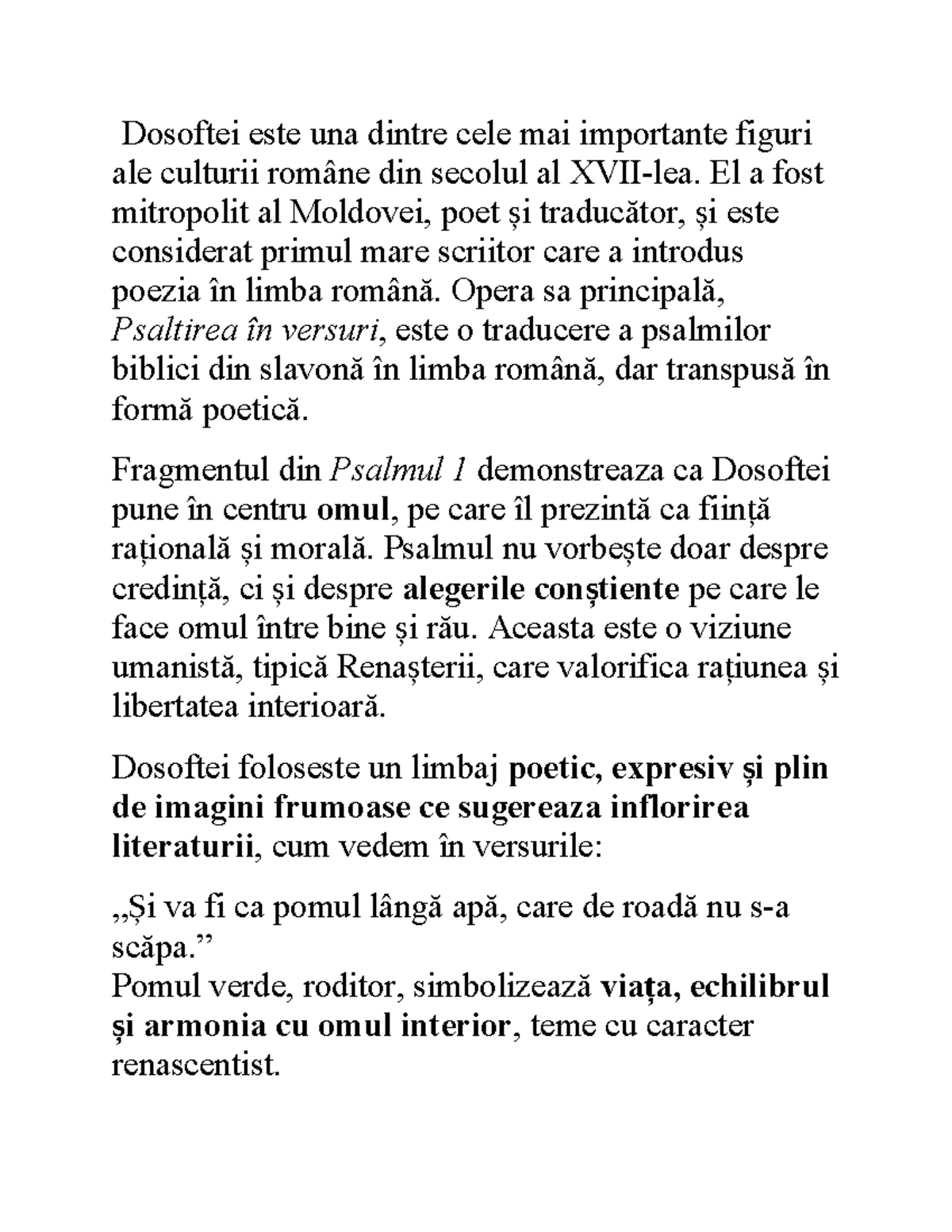 Studii despre Dosoftei: Poet, Mitropolit și Viziune Umanistă - Studocu