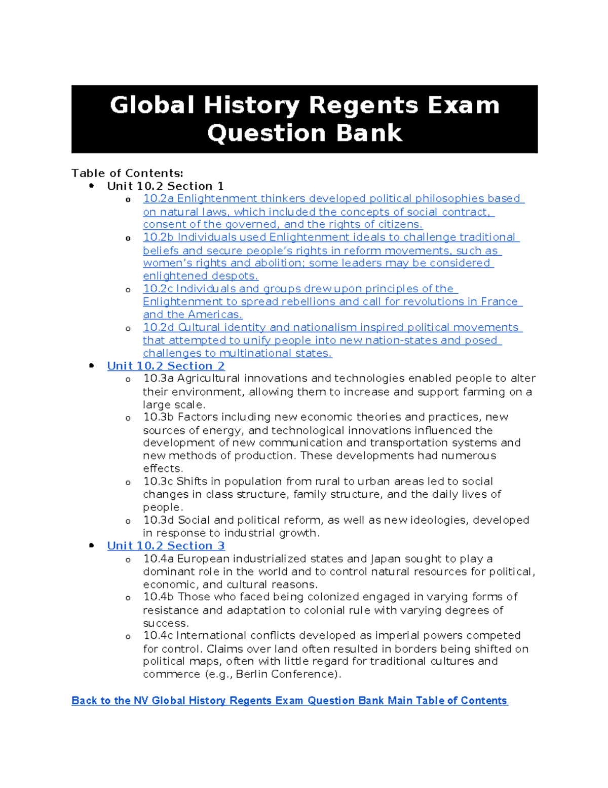 Global 10th Grade Final Exam Review: Enlightenment & French Revolution ...