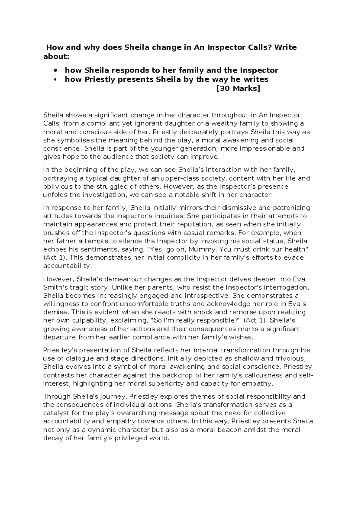 Sheila's Transformation in 'An Inspector Calls': A Character Study (ENG ...