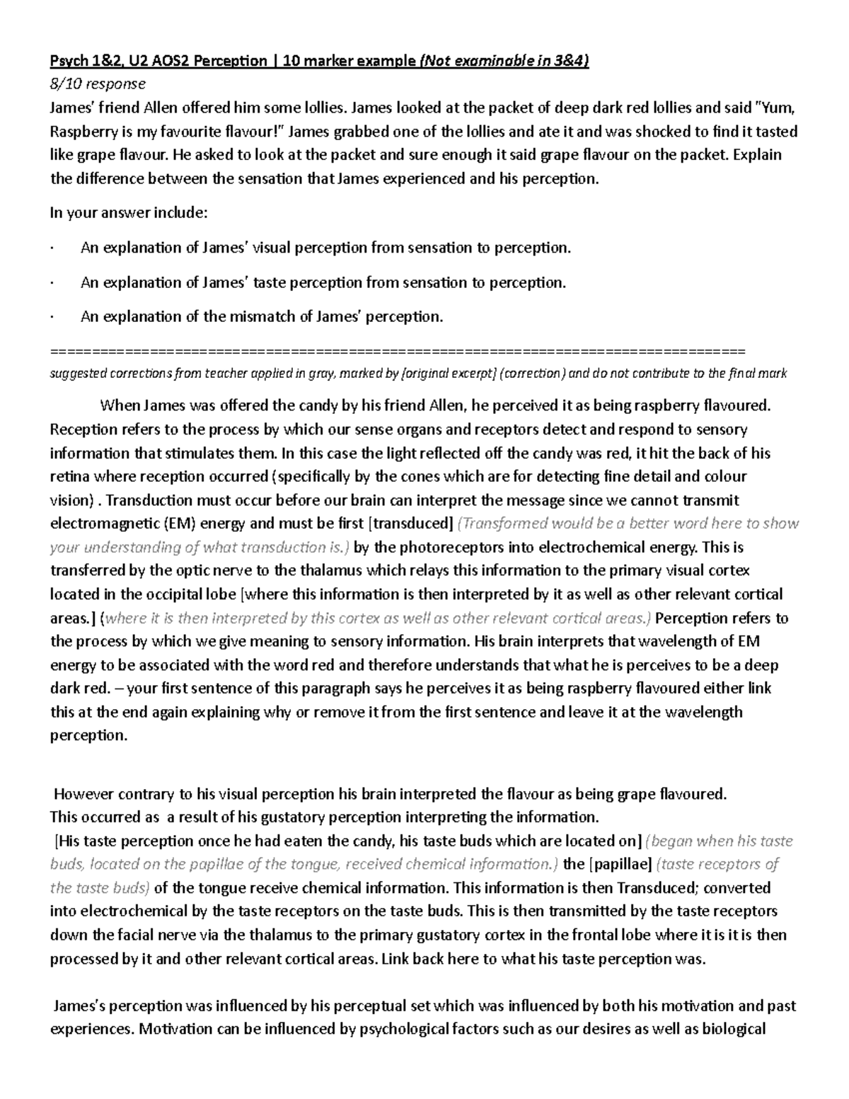 Psych 1&2 U2 AOS2 Perception | 10 Marker Response Analysis - Studocu