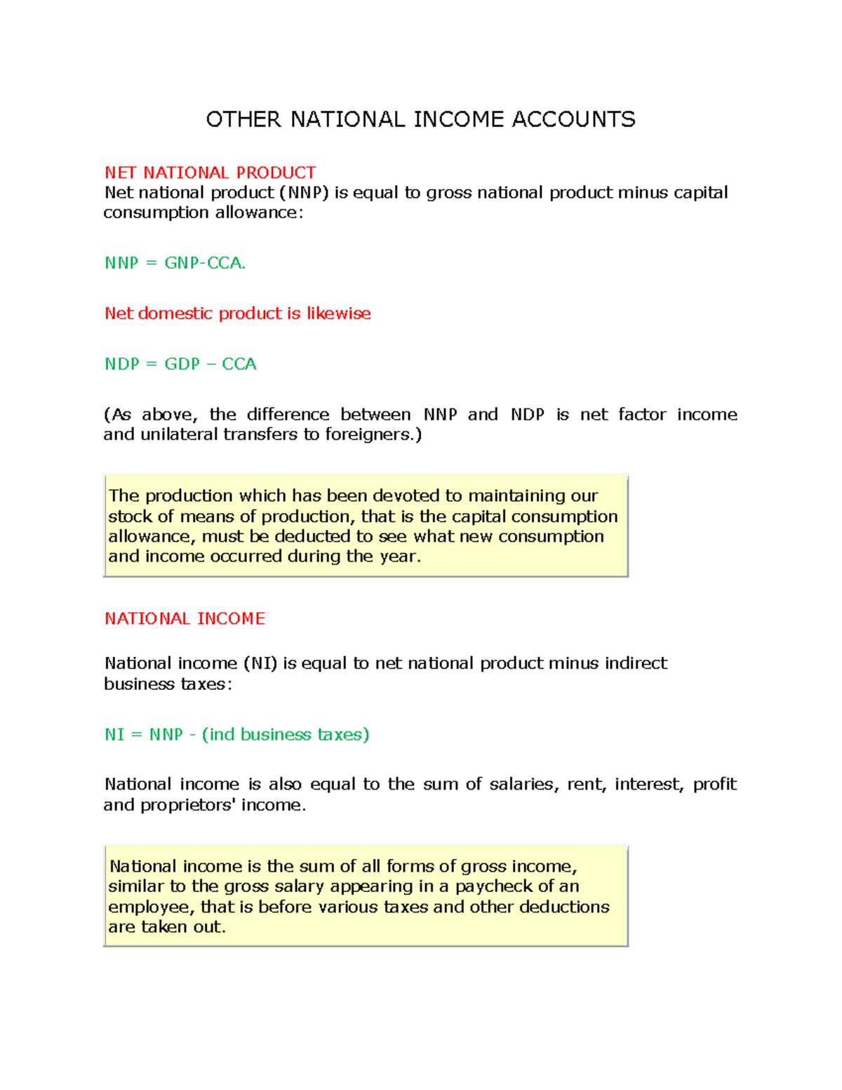 National Income Accounts Overview: NNP, NI, and More - Studocu