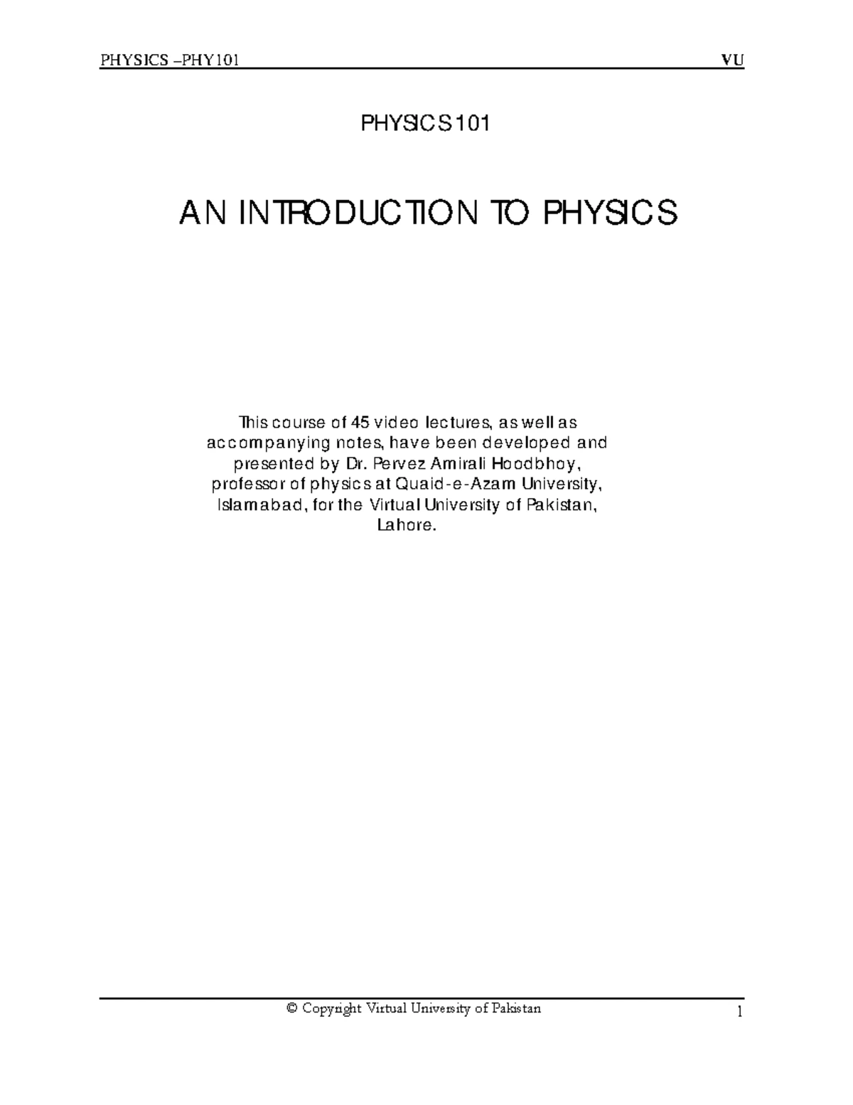 PHY101 Complete Lecture Handout and Summaries for Review - Studocu