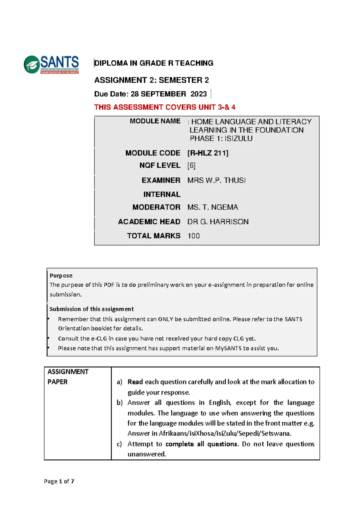 CAPS Life Skills Curriculum Overview - Diploma in Grade R - Studocu