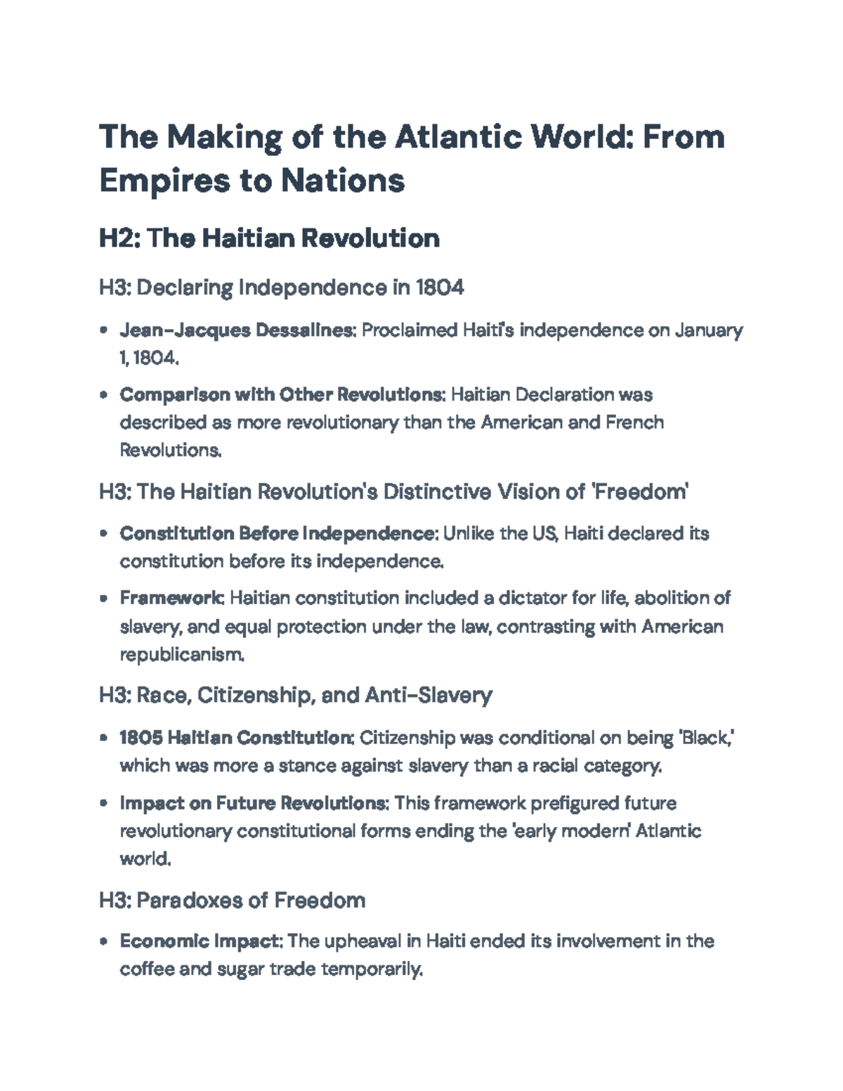 Transformations in the Atlantic World: Haitian Revolution Insights ...