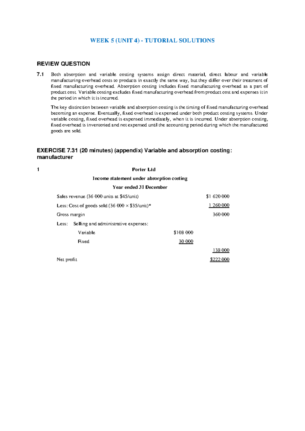 Week 5 Tutorial Solutions AF201 tutorial 2021 - WEEK 5 (UNIT 4 ...