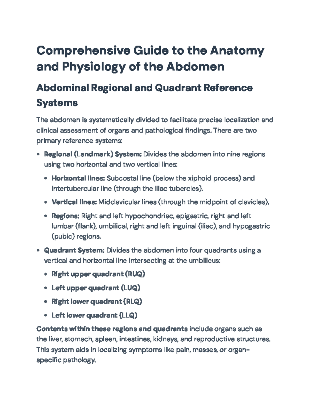 Comprehensive Guide to Abdominal Anatomy & Physiology (Course Code ...