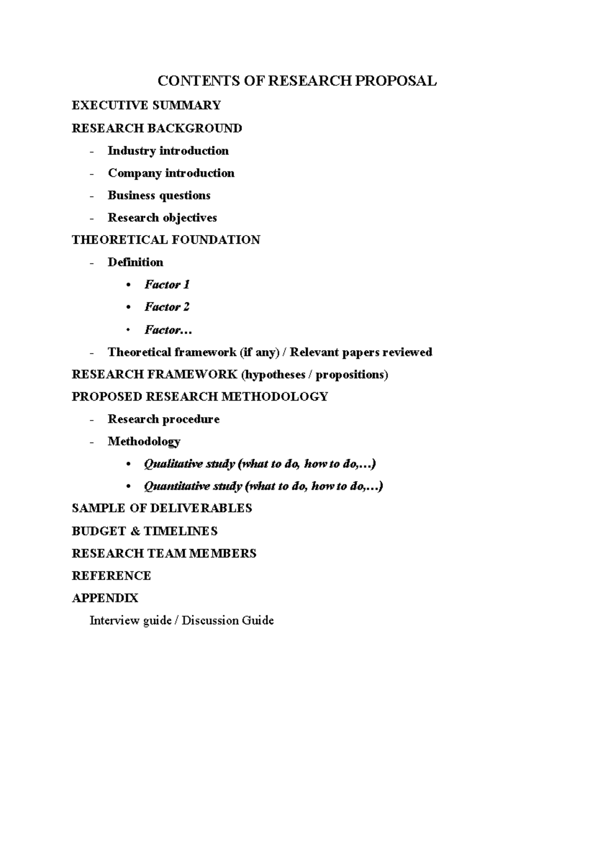 Proposal-structure-suggested - CONTENTS OF RESEARCH PROPOSAL EXECUTIVE ...