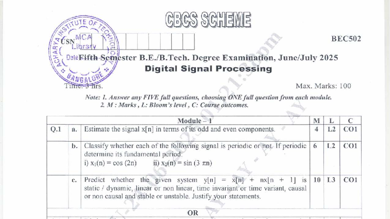 Digital Signal Processing Exam Notes - BEC502 - Studocu