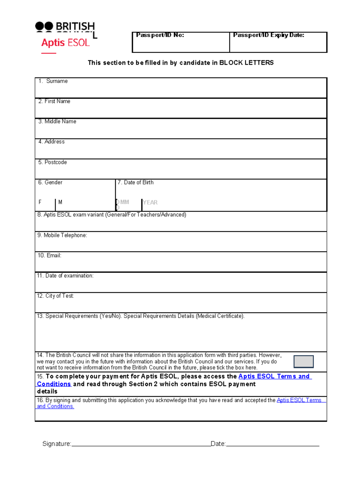 Aptis ESOL Application Form - British Council Uzbekistan 1 - Studocu