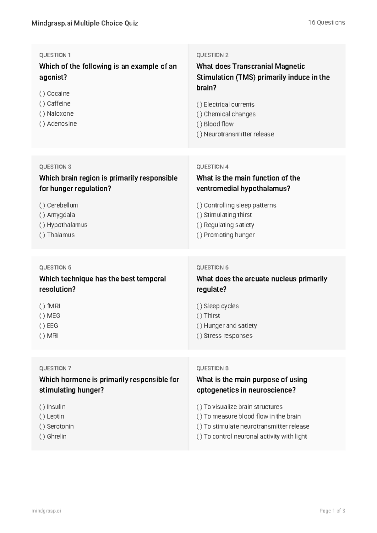 Psych1002 Final Exam Practice Quiz: 16 Multiple Choice Questions - Studocu