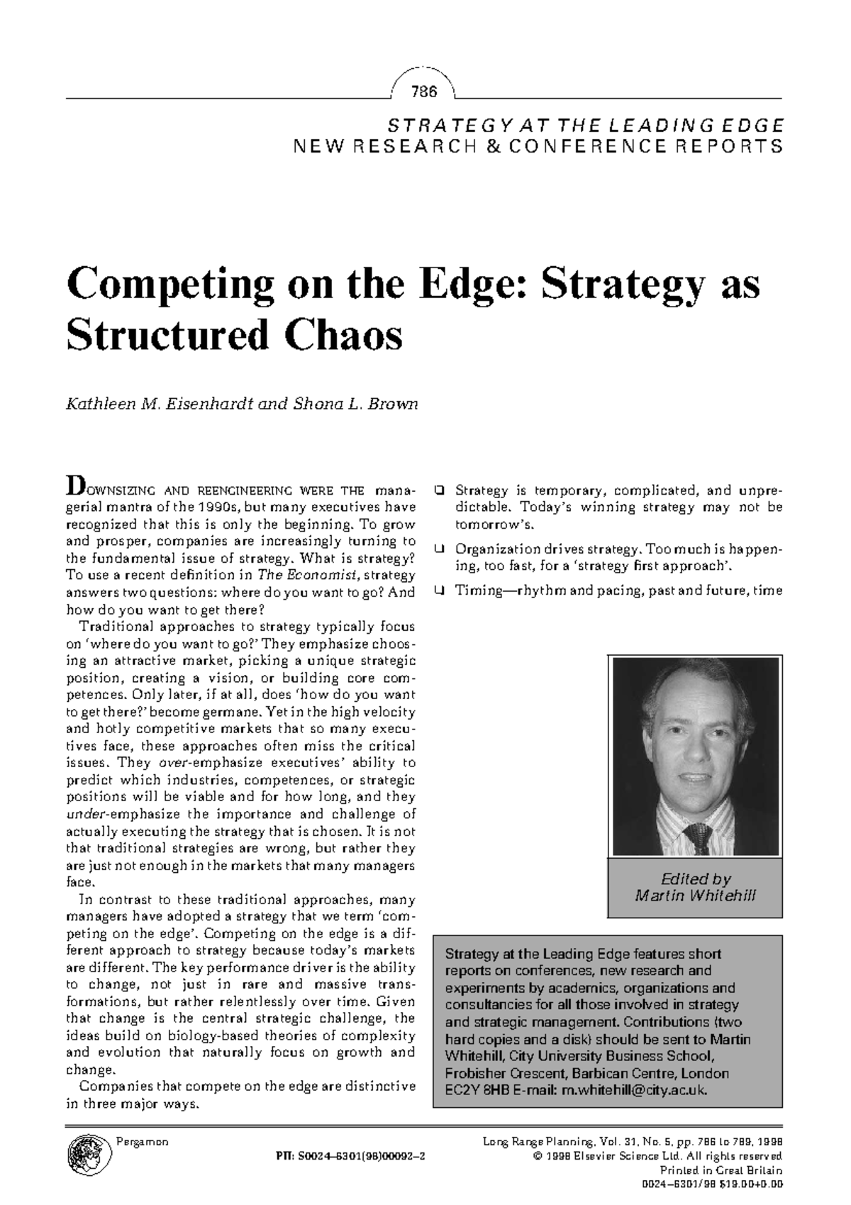 Competing on the Edge Strategy as Struct - S T R A T E G Y A T T H E L ...