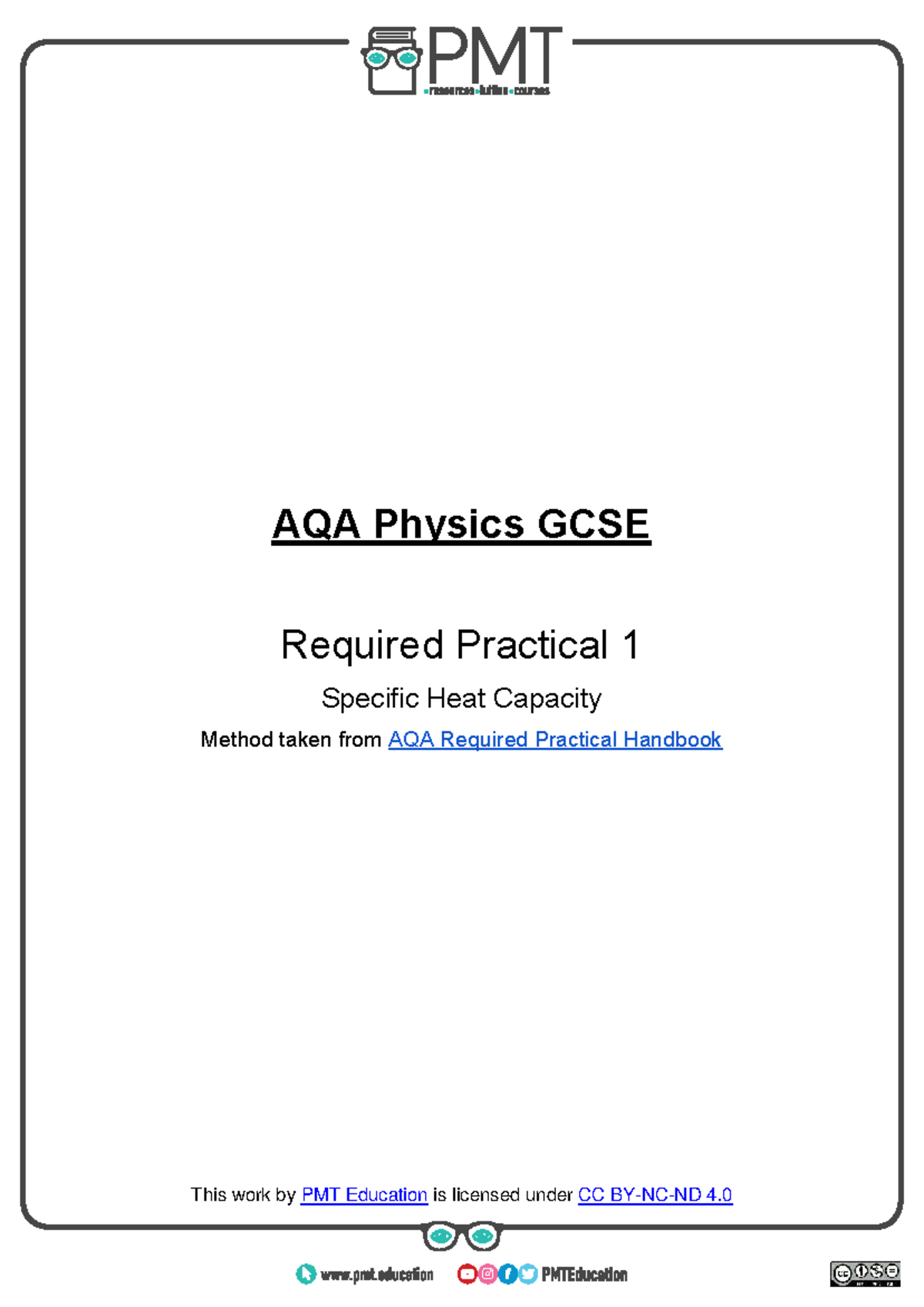 RP 01 - Specific Heat Capacity Method for AQA Physics GCSE - Studocu