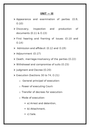 CPC notes - UNIT – 3 Q1. Explain the various modes of execution of ...